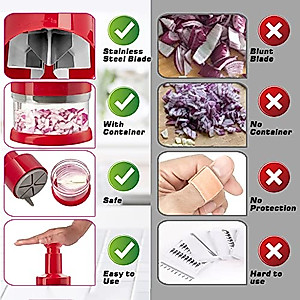 Food Chopper, Manual Hand Vegetable Chopper Onion Chopper Dicer Vegetable Chopper Cutter Mincer for Veggies Onions Garlic Nuts Salads