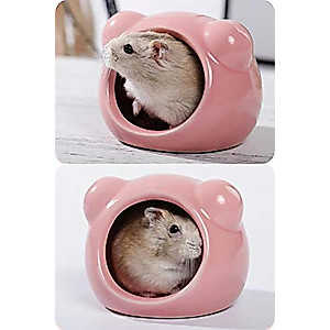 gutongyuan Mini Hamsters House Pet Hideout Hut Cave,Small Animal Ceramic Critter Bath Toy, Ideal for Dwarf Hamsters and Gerbils
