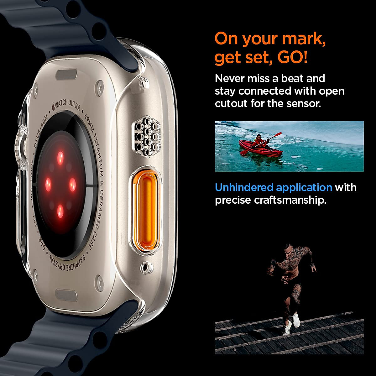 Spigen Thin Fit Designed for Apple Watch Ultra 2/1 Case 49mm Lightweight Hard PC Cover - Crystal Clear