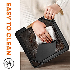GGC Cast Iron Reversible Griddle, 2-In-1 Griddle Pan for Gas Grills and Stove Tops, 10 x 10 Square Baking Flat and Ribbed Griddle Plate
