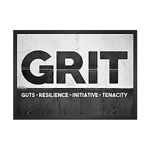 GRIT - Guts, Resilience, Initiative, Tenacity Inspirational Poster - Mental Health Therapy Wall Frame Art Gift for Therapist Counselor