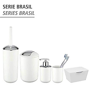 WENKO 21207100, Garbage Bin with Swing Lid, Bathroom Trash Can, Waste Basket for Small Spaces, Bedroom, Office, Guest Toilet,1.7 gal, White, 7.68 x 7.68 x 12.2 in, 19.5 x 19.5 x 31 cm