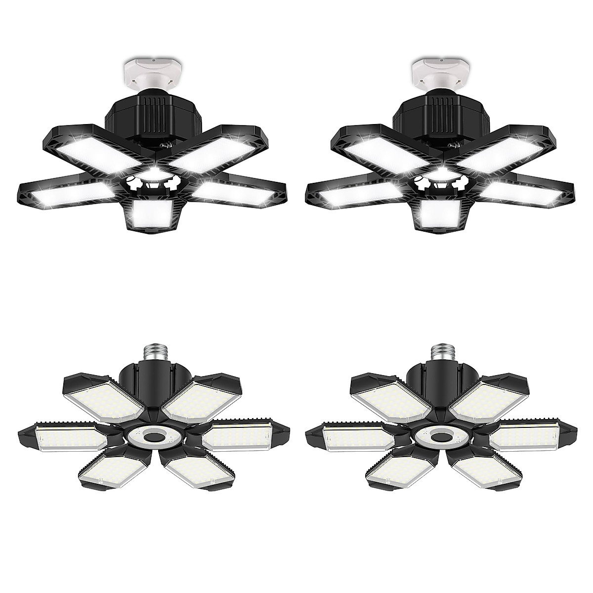 2 Pack 100W & 2 Pack 150W Garage Light LED, E26/E27 Base Garage Ceiling Lights Screw in for Barn/Garage/Basement/Attic