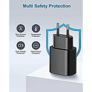 S23 S22 S21 Super Fast Charger Type C, European EU Travel Plug Adapter, 25W PD/PPS USB C Fast Wall Charger Block & 6FT Long Fast Charging Cable for Samsung Galaxy S23/S23 Ultra/S22/S22 Ultra/S21+/Note