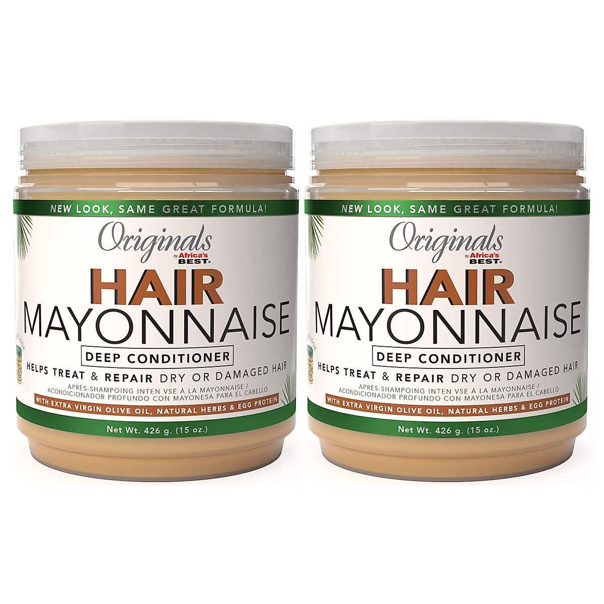 Originals By Africa's Best Hair Mayonnaise Conditioner – 2 Pack (15 oz Jars) – Enriched with Herbal Extracts, Egg Protein & Olive Oil for Deep Conditioning & Repair