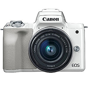 Canon 2681C011 EOS M50 Mirrorless Digital Camera (White) w/EF-M 15-45mm is STM Lens - (Renewed)