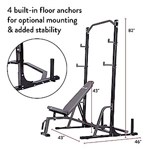 Body Champ Launch Bench Set with 2-Piece Power Rack, Home Fitness Equipment