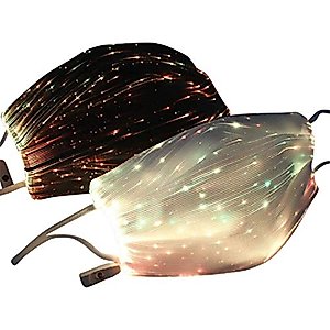 Red Urchin 7 Color Lights LED Light Up Face Mask Glowing Luminous Dust Mask for Party Festival Rave Dancing Includes Rechargeable USB Battery (Black)