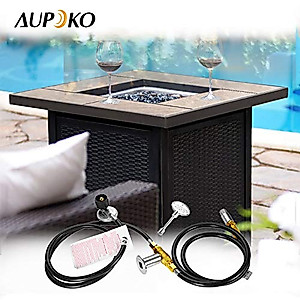 Aupoko Fire Pit Installation Kit with 90K BTU Propane Gas Valve Control Assembly System Kit, Including 1/2' Chrome Key and Quarter-Turn Shut-Off Valve, Replacement for Propane Gas Connection