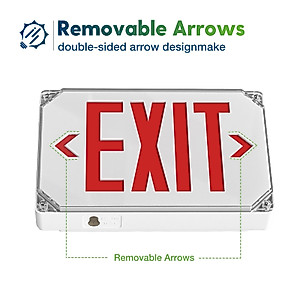 FREELICHT 2 PACK Red LED IP65 Waterproof Exit Sign with Battery Backup，Exit Sign for Business，Easy To Install，UL Certified，AC 120/277V.
