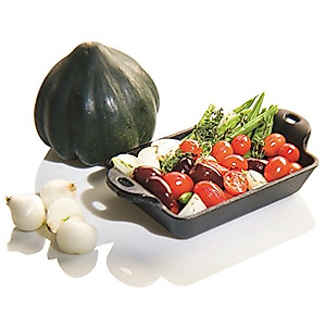 Lodge Heat Enhanced and Seasoned Cast Iron Rectangular Mini Server, 10-Ounce, Black