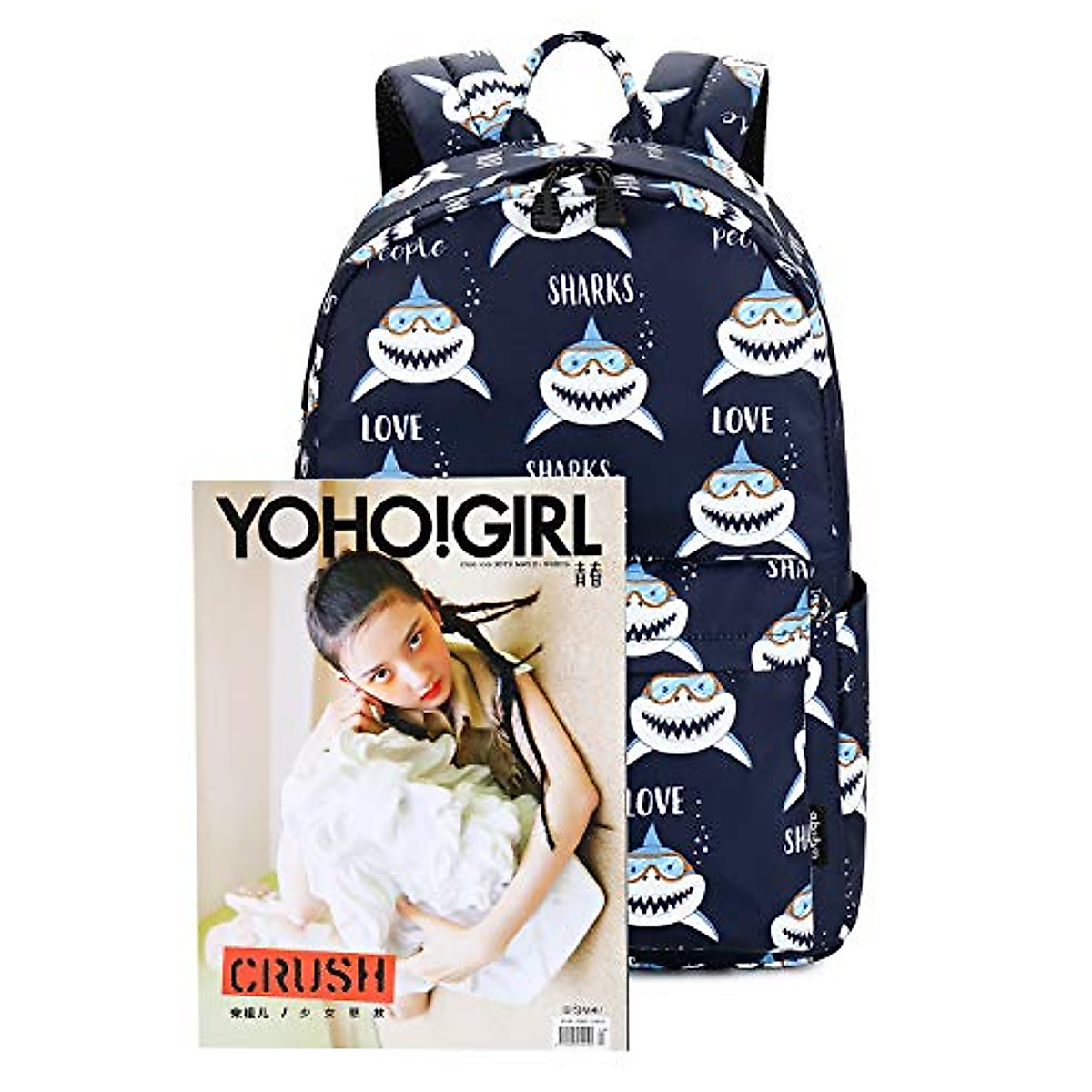 abshoo Cute Lightweight Shark Backpacks boys School Bags Kids Bookbags (B1 Shark Navy1)