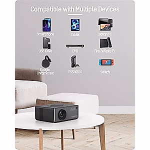 HISION 5G WiFi Bluetooth Projector Native 1080P Movie Projector 4K Support Oudoor Mini Projector for iPhone Home LED TV Projector Compatible with TV Stick Laptop Tablet PC HDMI USB TF DVD