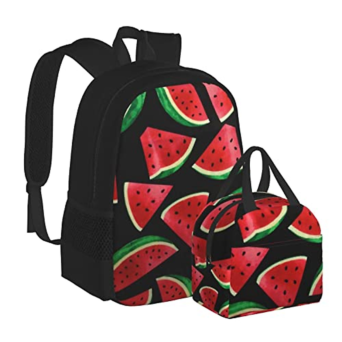 xubrextas 2pcs Backpack Set For Boys, Watermelon Backpacks And Lunch Box For Girl Elementary Bags Teens Bookbags