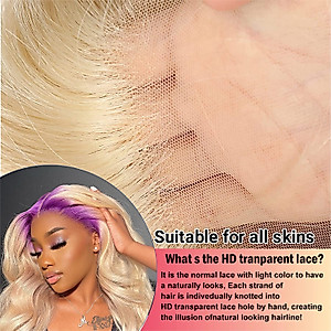 Mesariel 613 Blonde Lace Front Wigs Human Hair Body Wave 13x4 Transparent HD Lace Frontal Wig Pre Plucked with Baby Hair 150% Density 613 Human Hair Wigs for Black & White Women (18 inch)