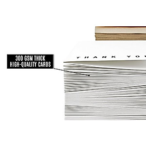 Verbaa 100 Premium Paper Thank You Cards With Self-Seal Envelopes - 2 Designs of Elegant Modern Thank You Cards For Any Occasion - Wedding, Engagement, Funeral, Graduation, Business (100-pack)