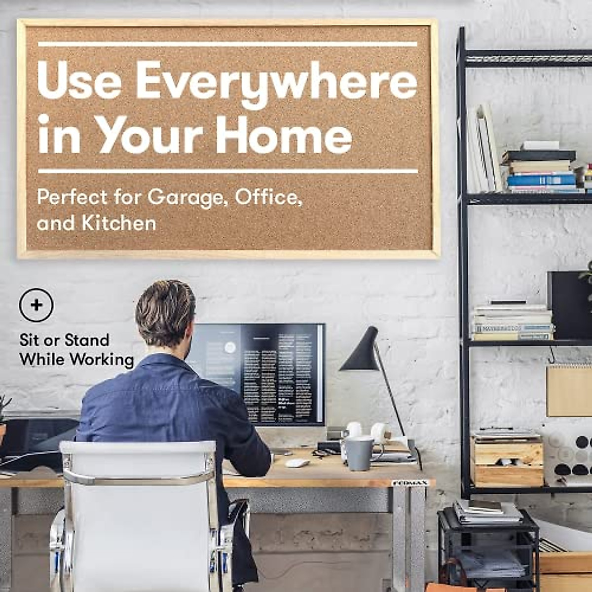 Fedmax Work Bench - 61" Rolling Portable Workbench for Garage - Metal with Acacia Hardwood Top, Adjustable Legs