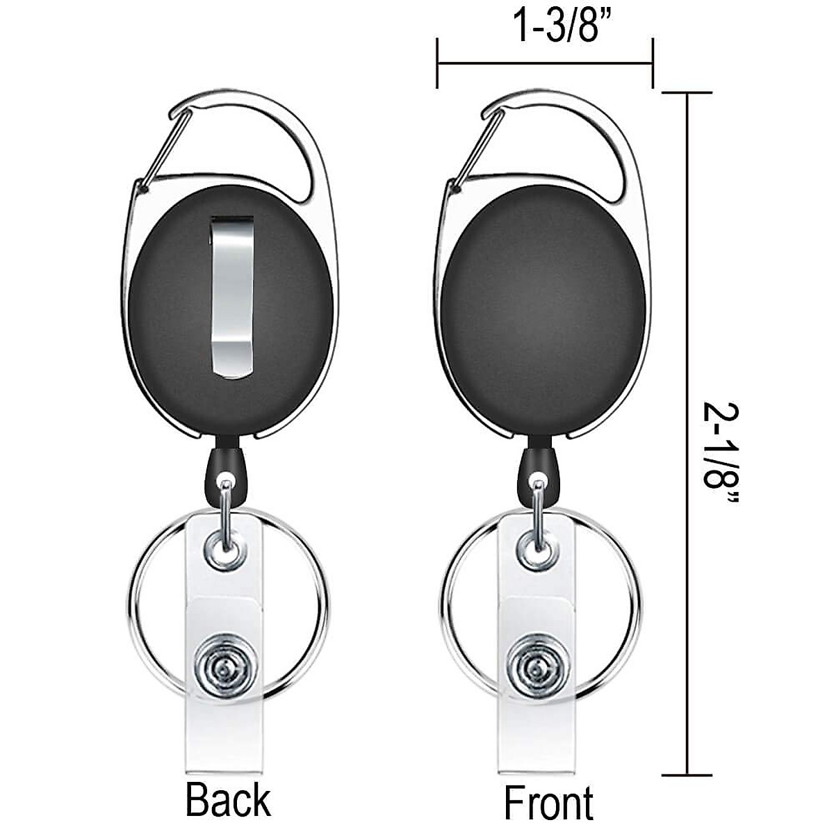 selizo 12 Packs Retractable ID Badge Card Holder Carabiner Badge Reel with Belt Clip and Key Ring, Assorted Colors