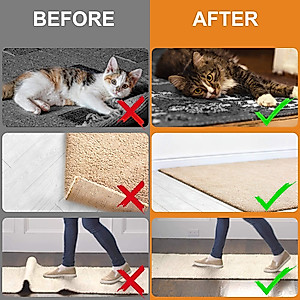 ZONGOOL 12 PCS Rug Tape, Reusable Washable Carpet Tape, Double Sided Non-Slip Rug Pads for Hardwood Floors, Rug Stoppers for Area Rugs, Black