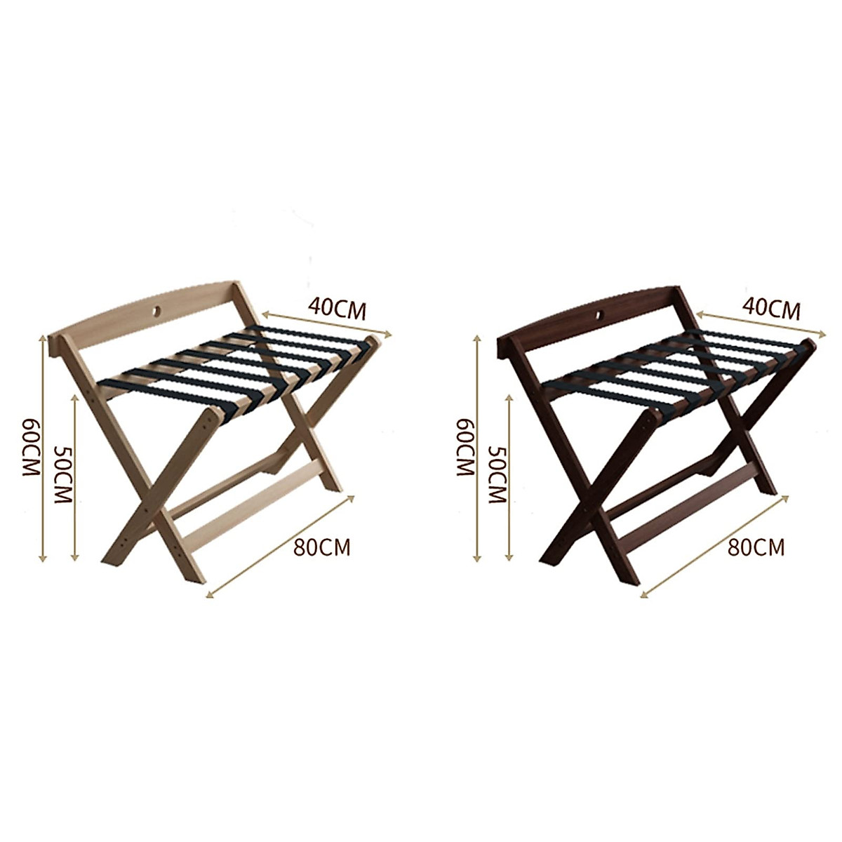 Household Products Wooden Foldable Luggage Rack Portable Hotel Luggage Storage Rack Modern Bedroom Suitcase Luggage Rack Luggage Storage Rack Can Bear 50Kg (Walnut)