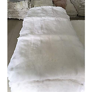 Real White Genuine Rabbit Fur Plate Rug Throw Blanket Rugs and Carpets for Living Room White 22X43in