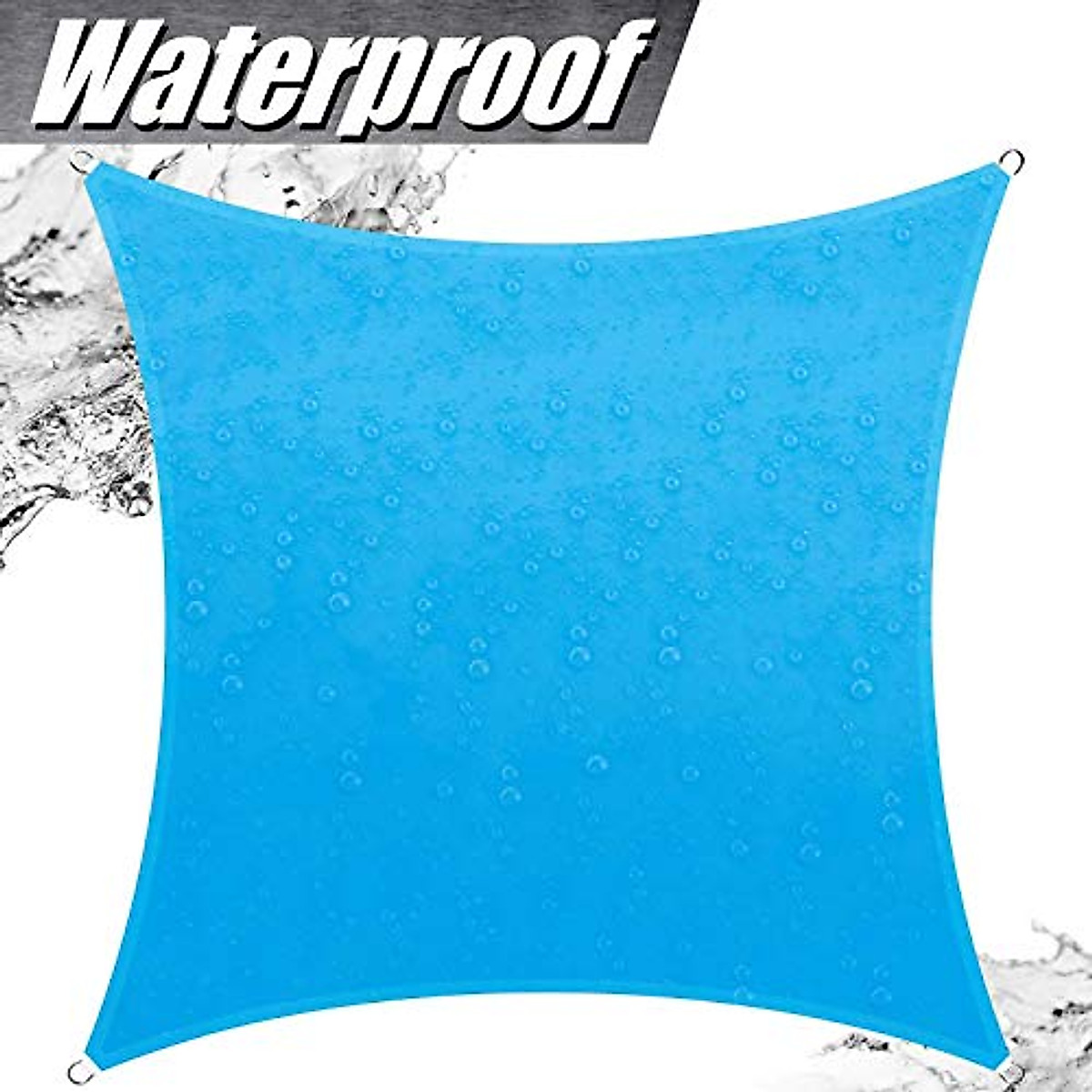 ColourTree 9.5' x 9.5' Blue Square Waterproof Sun Shade Sail Canopy Awning Shelter Fabric Screen, 95% UV Blockage UV & Water Resistant, for Outdoor Patio Garden Carport (We Make Custom Size)