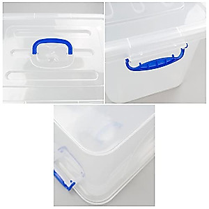 Asking 12 L Clear Plastic Storage Box with Handle, 4-Pack