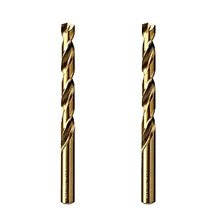 MAXTOOL 1/4" 2pcs Identical Jobber Length Drills HSS M42 Twist Drill Bits 8% Cobalt Fully Ground Golden Straight Shank Drills; JBF42G10R16P2