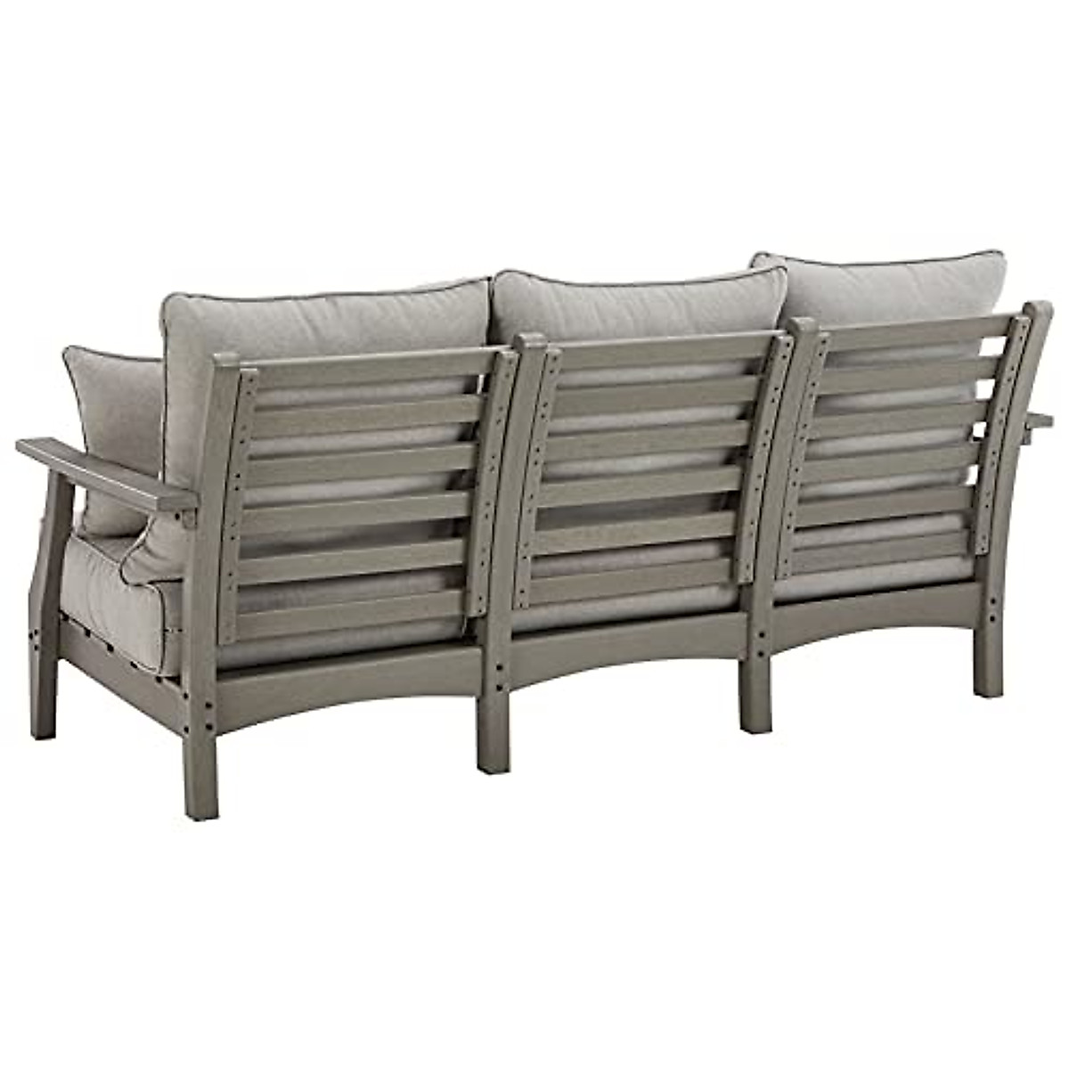 Signature Design by Ashley Visola Outdoor HDPE Patio Sofa with Cushion, Gray