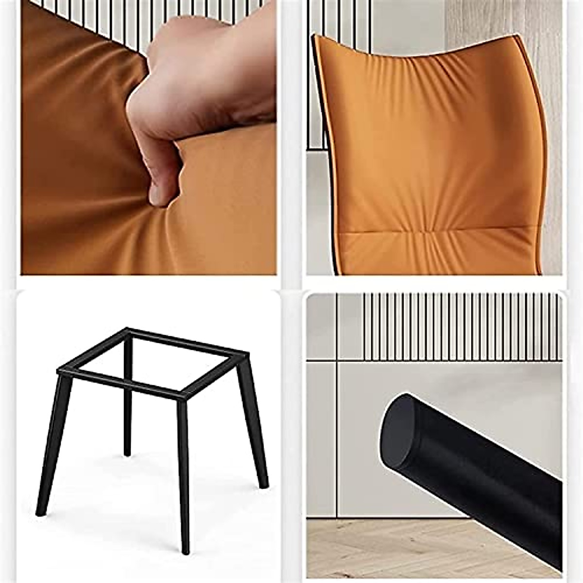 Chairs Kitchen Dining Chairs Set of 4 Modern Upholstered Dining Chairs Soft PU Leather Cushion Seat Business Reception Chair (Color:Orange)