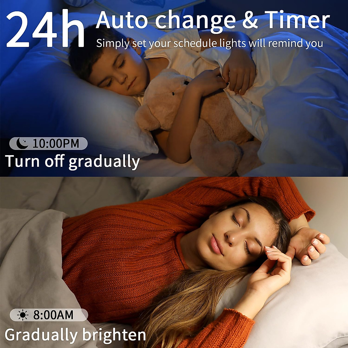 Smart Light Bulbs E12 RGB+CCT Led WiFi+Bluetooth Smart Bulbs 300lm 40W Equivalent Multicolor and Dimmable, Halloween light bulbs Work with Alexa Google Smart Things WiFi(2.4GHz) No Hub Required 5Pack