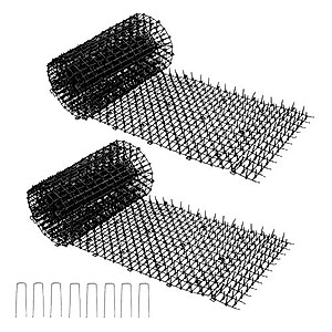 Hmyomina Cat Scat Mat with Spikes 16.4FT Cat Deterrent Mat Digging Stopper for Indoor Outdoor with 8 Garden Staples (8.2FT 2 PCS Black)