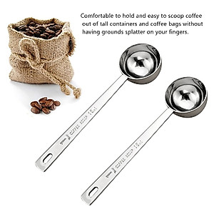 2-piece stainless steel coffee measuring spoon coffee scoop, coffee scoop 1 tablespoon, long handle coffee scoop suitable for coffee powder and coffee making (silver-2pcs-15ml)