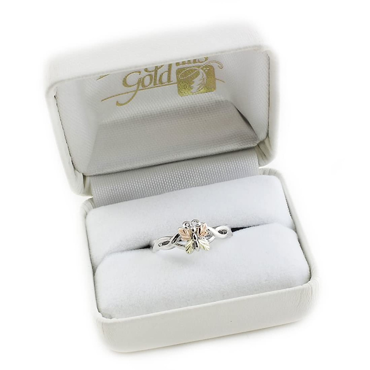 Butterfly Ring, Sterling Silver, 12k Green and Rose Gold Black Hills Gold Motif, Size 7.5