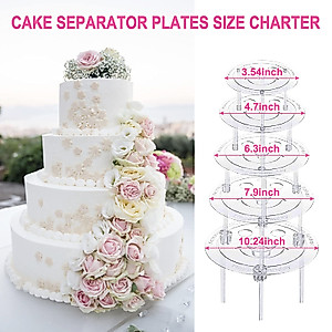 Aufind 85 PCS Plastic Cake Dowel Rods Set, 20 White Plastic Cake Sticks Support Rods with 5 Cake Separator Plates for 4, 6, 8, 10,12 Inch Cakes and 20 Clear Cake Stacking Dowels for Tiered Cakes