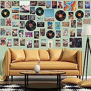 60 PCS Aesthetic Room Decor Retro Wall Collage Kit Retro Aesthetic Records Picture Wall Decor for Wall Dorm Collage Bedroom 80s 90s Wall Art Decor for Girl Teens Women Vintage Posters Indie Photo