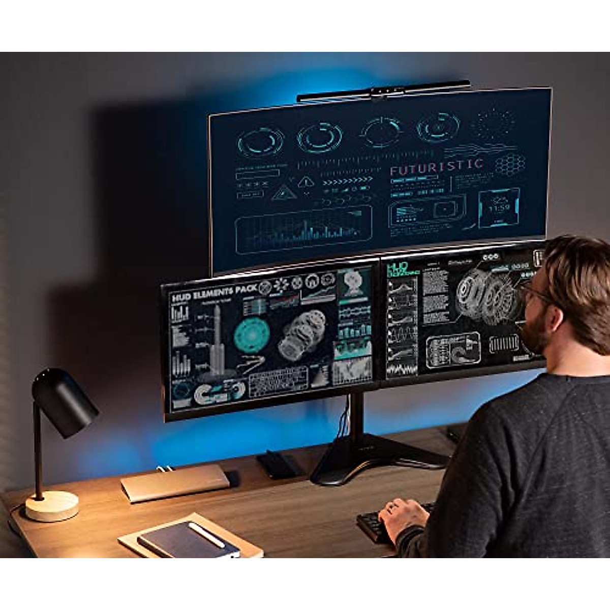 VIVO Triple LCD LED Computer Monitor Desk Stand, Free Standing Heavy Duty Fully Adjustable Mount for 3 Screens up to 30 inches STAND-V003E