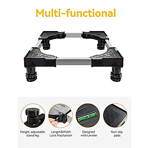 Adjustable Mini Fridge Stand, Mini Fridge Organizer Accessories Universal Stand, Mini Fridge Cabinet, Mini Fridge Stand with Storage, for Dryer, Washing Machine, Refrigerator Furniture Sliders