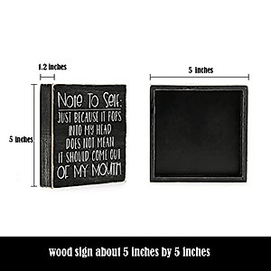 Funny Sarcastic Wooden Box Sign Plaque Note to Self Just Because It Pops into My Head Wood Box Sign Rustic Art Home Shelf Desk Decor 5 X 5 Inches
