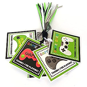 Video Games Thank You Favor Tags by Adore By Nat - Kids Children Goodie Bags Birthday Party Gift Tags - Set of 12