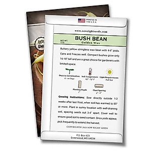 Sow Right Seeds - Golden Wax Bean Seed for Planting - Non-GMO Heirloom Packet with Instructions to Plant a Home Vegetable Garden