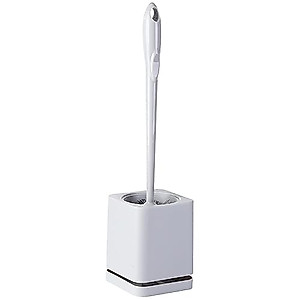 WISELADY Toilet Brushes with Comfortable Handle,Toilet Brush and Holder Set for Bathroom Storage Cleaning,Toilet Cleaner Brush for Deep Cleaning, Bathroom Cleaning Combo with Modern Stand (White)