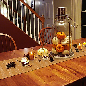 Lsrtoss Thanksgiving Fall Table Runner 60 Inches Long Farmhouse Dress Scarves, Autumn Orange Pumpkin Dining Tablerunner for Coffee Table/Kitchen Island/Party Décor, 13" x 60"