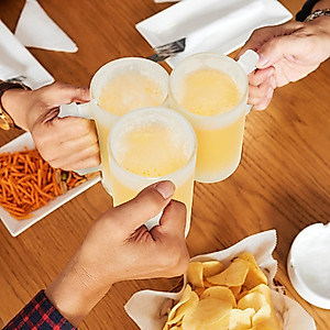 Mifoci 6 Pcs Beer Mugs for Sublimation 16 oz Glass Cups Can Add Photo Text or Images on Personalized Beer Glass for Husband Dad Men for Father's Day Oktoberfest Wedding Gift (Frosted)