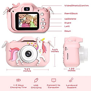 OUTUVAS Kids HD Digital Video Cameras for Toddler, Christmas Birthday Gifts for Boys and Girls Age 3+, 1080P HD Anti-Drop Camera, with 32GB SD Card. (Pink)