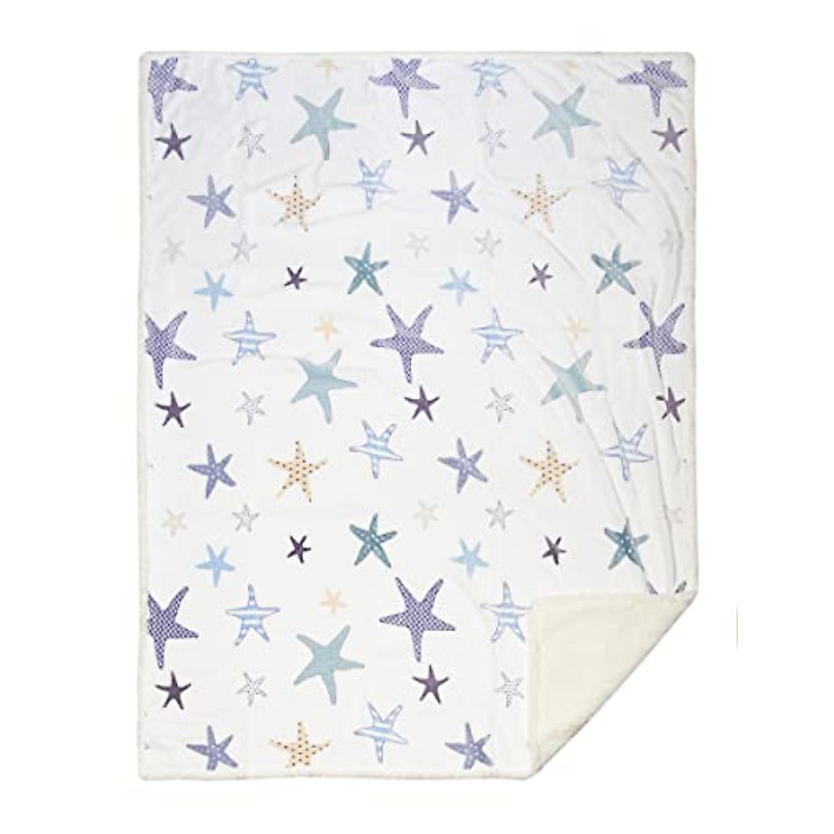 Carstens Starfish Coastal Plush Sherpa Throw Blanket 54" x 68", White