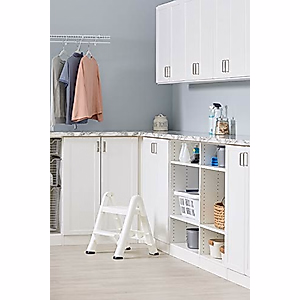 Rubbermaid Two-Step Folding Foot Stool, 14-Inch High, White, 300 Pound Capasity, Small Step Stool for Adults/Kids For Use in Library/Kitchen/Bathroom/Garage/Closet