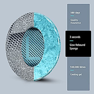 Wzsipod Cooling-Gel QuietComfort 35 / QC 35ii Replacement Ear Pads for Bose Headphones, Compatible with Bose QC45 QC35 QC25 QC2 QC15/ Around-Ear 2 AE2i AE2w/ SoundTrue & SoundLink Series (Grey Fabric)