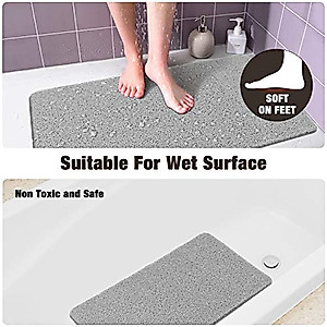 MAPLEZ Non-Slip Bath Mat for Tub Shower Mat Bathtub Mat for Wet Areas Quick Drying 24"x16", Grey