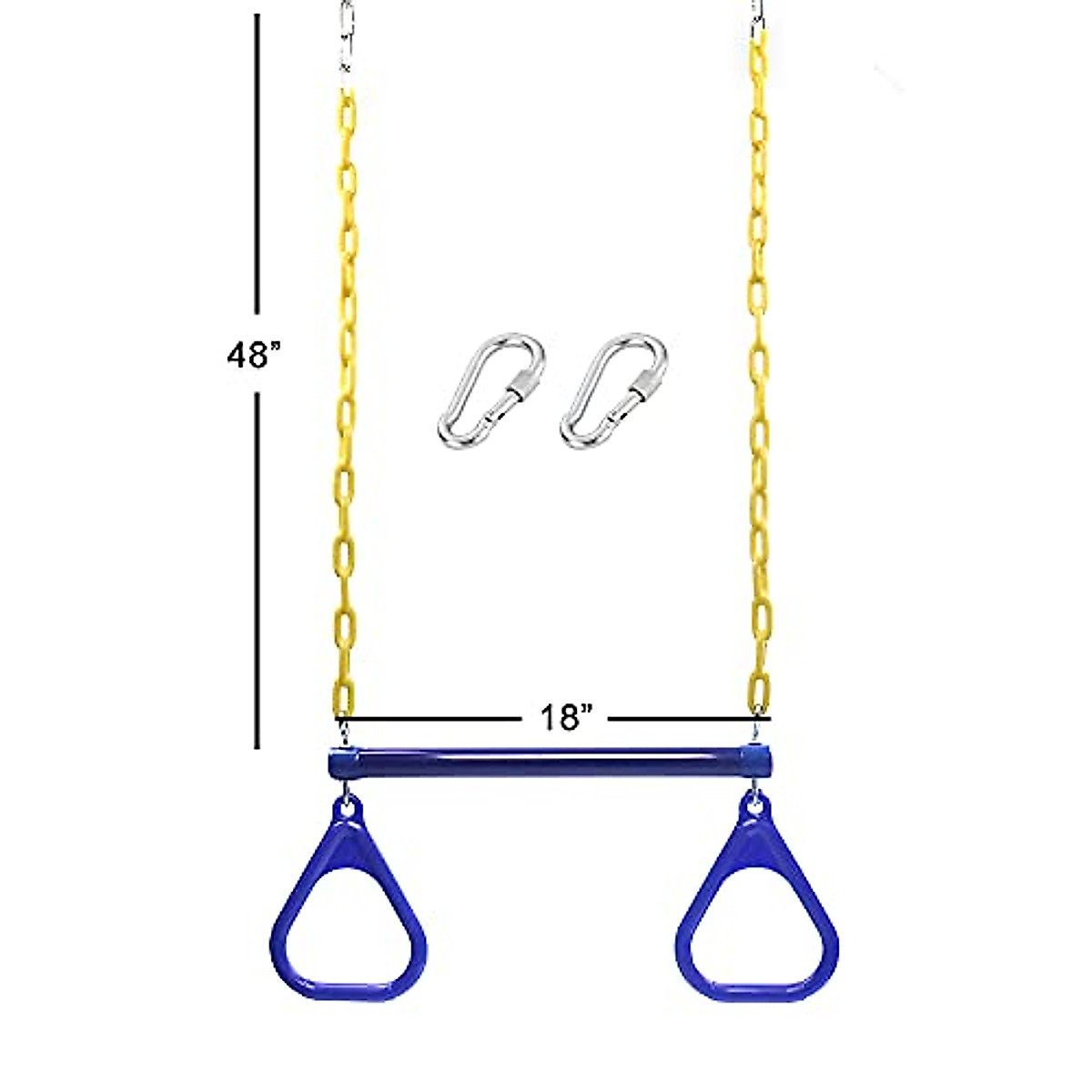 17.6" Monkey Bars for Kids Swing Set Accessories Outdoor - Trapeze Swing Bar for Playground Accessories with 48" Coated Chains 2 Snap Hooks - Hanging bar for Kids Jungle Gym Accessories (Blue)